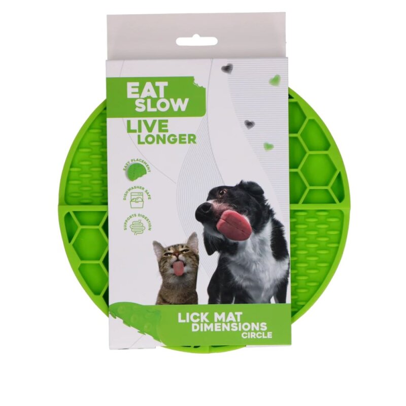 Eat Slow Live Longer Lick Mat Dimensions Circle Grün, 12,99