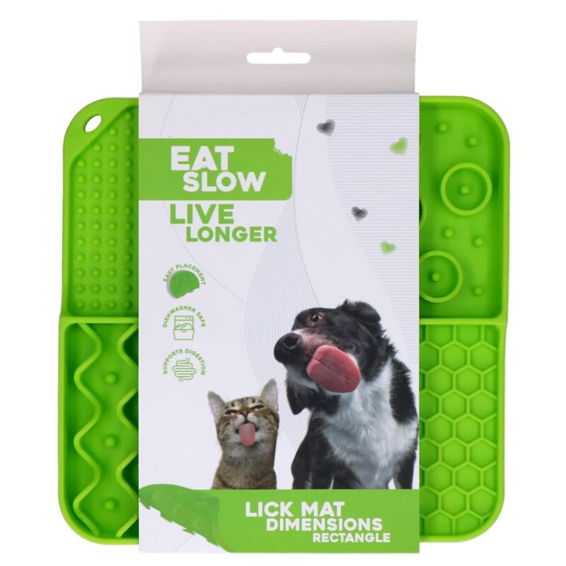 Eat Slow Live Longer Lick Mat Dimensions Rectangle Grün, 14,99